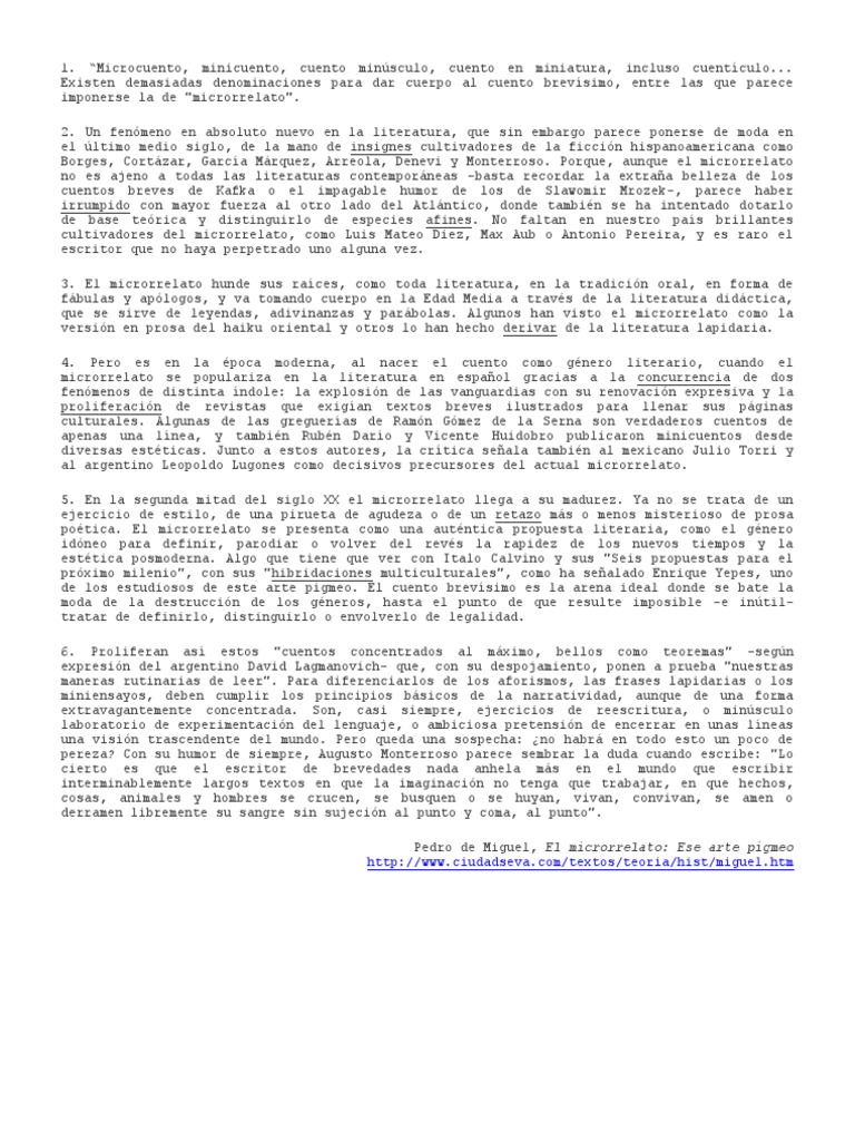 Historia y evolución del microrrelato | PDF | Cuentacuentos