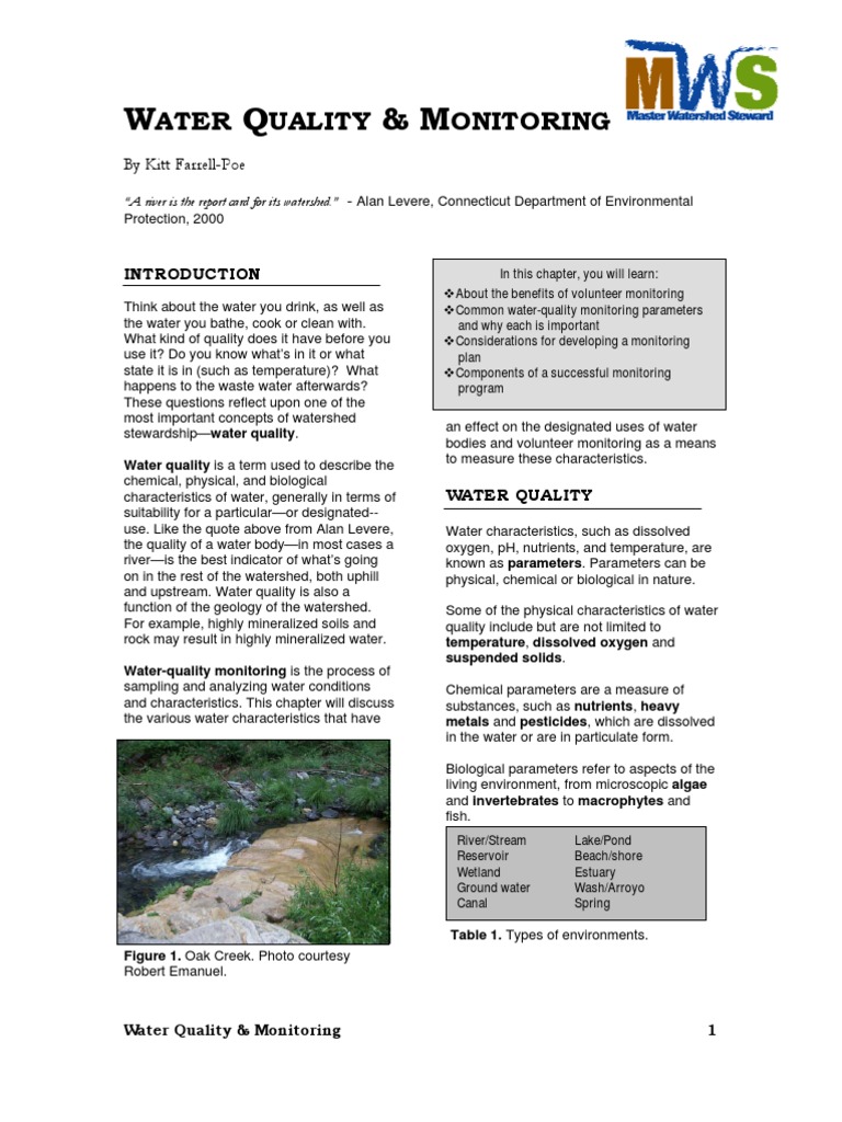 Water Quality Monitoring Parameters | PDF