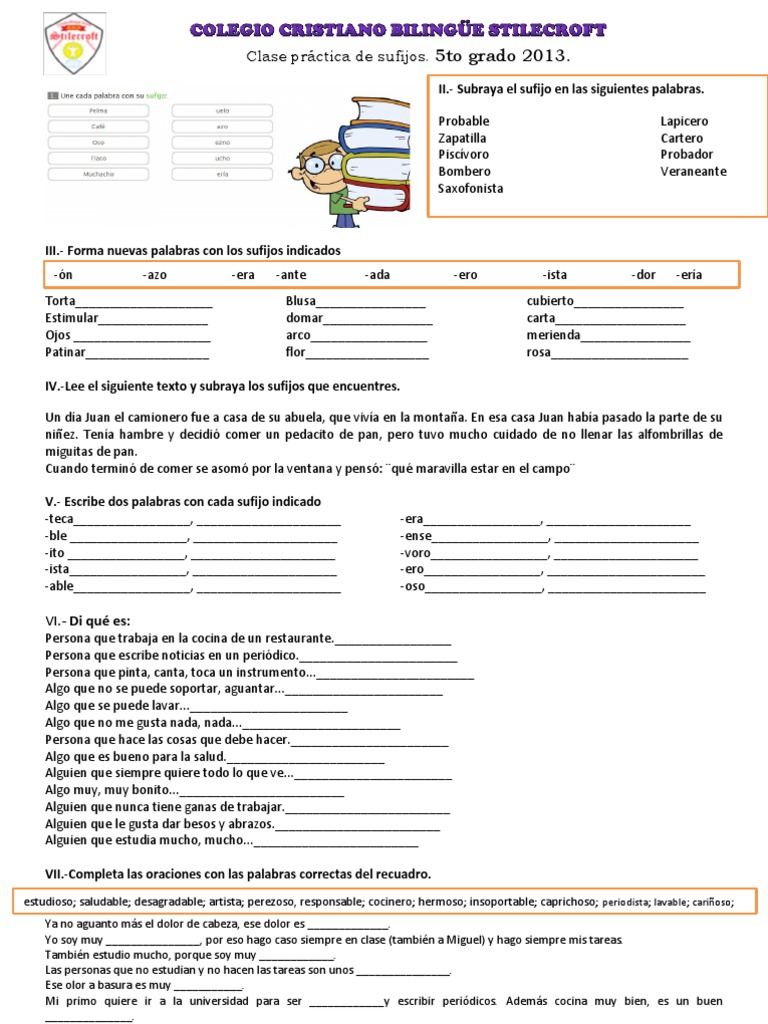 Clase Práctica de Sufijos | PDF