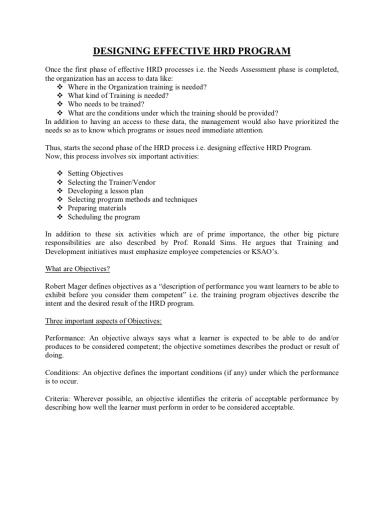 Designing Effective HRD Program | PDF | Career & Growth | Business