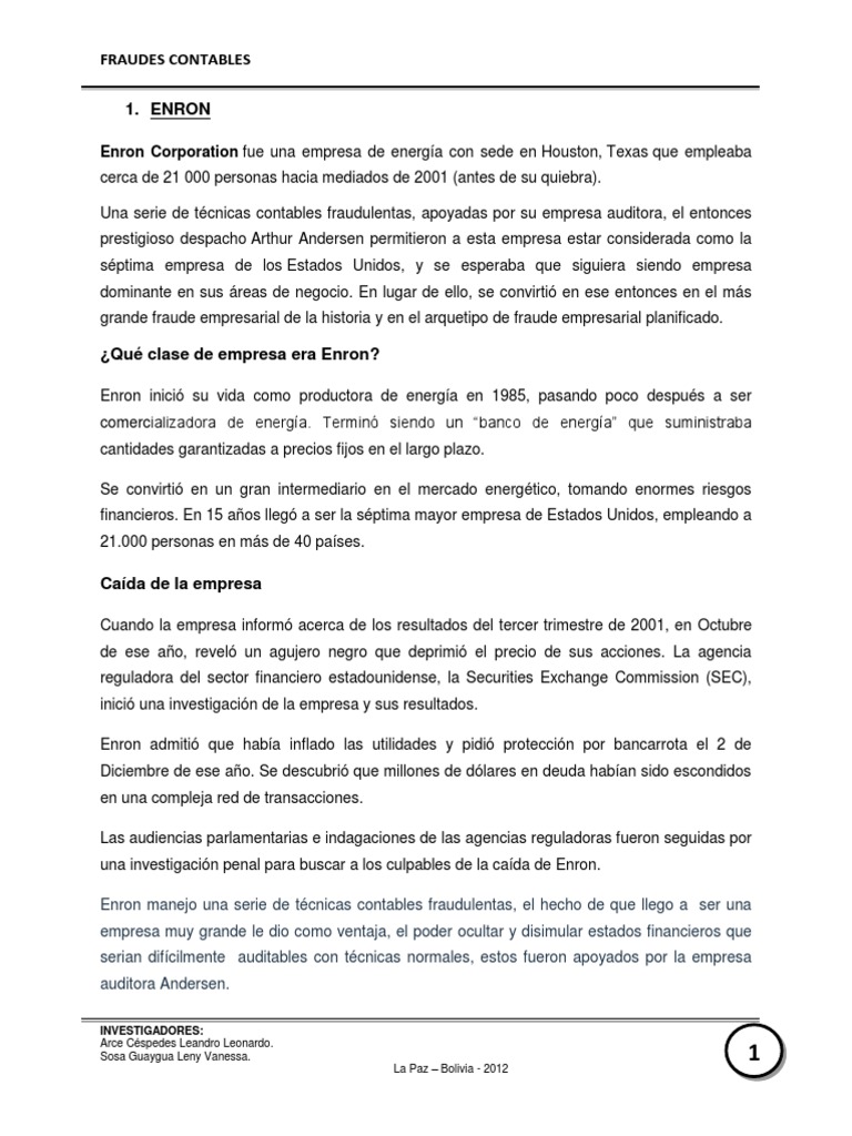 Fraudes Contables | PDF | Enron | Corporaciones