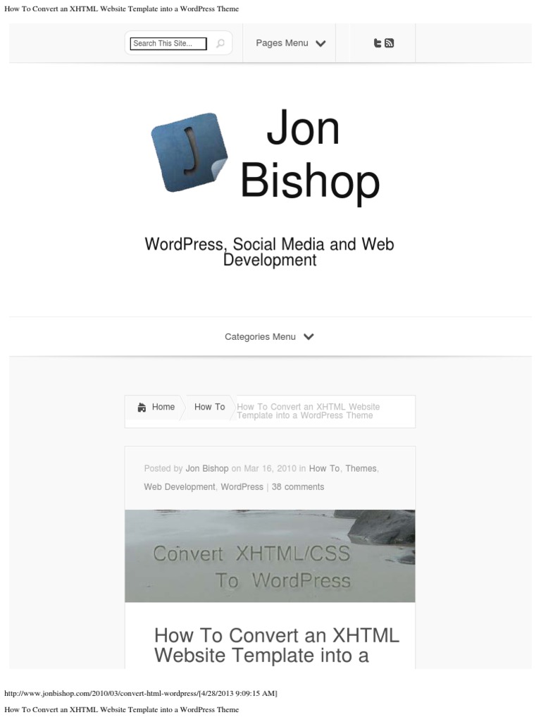 How To Convert An XHTML Website Template Into A WordPress Theme | PDF ...