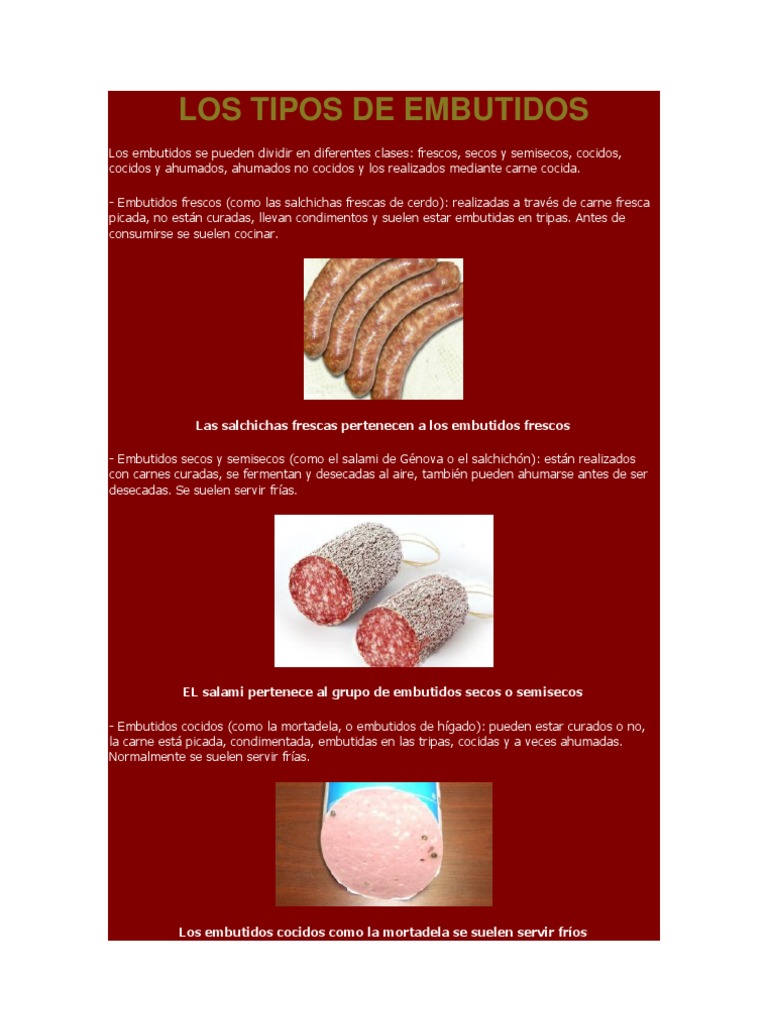Los Tipos de Embutidos | PDF | Carne molida | Carne