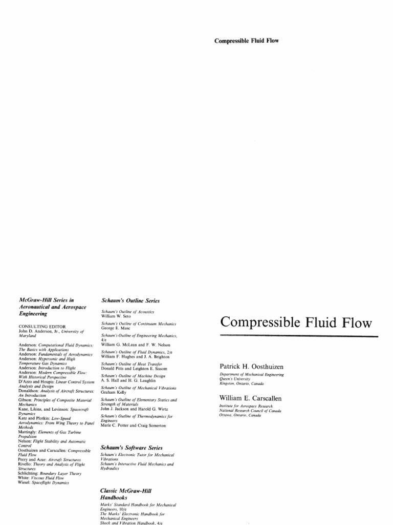 Compressible Fluid Flow by Oosthuizen | PDF | Compressible Flow | Motion (Physics)
