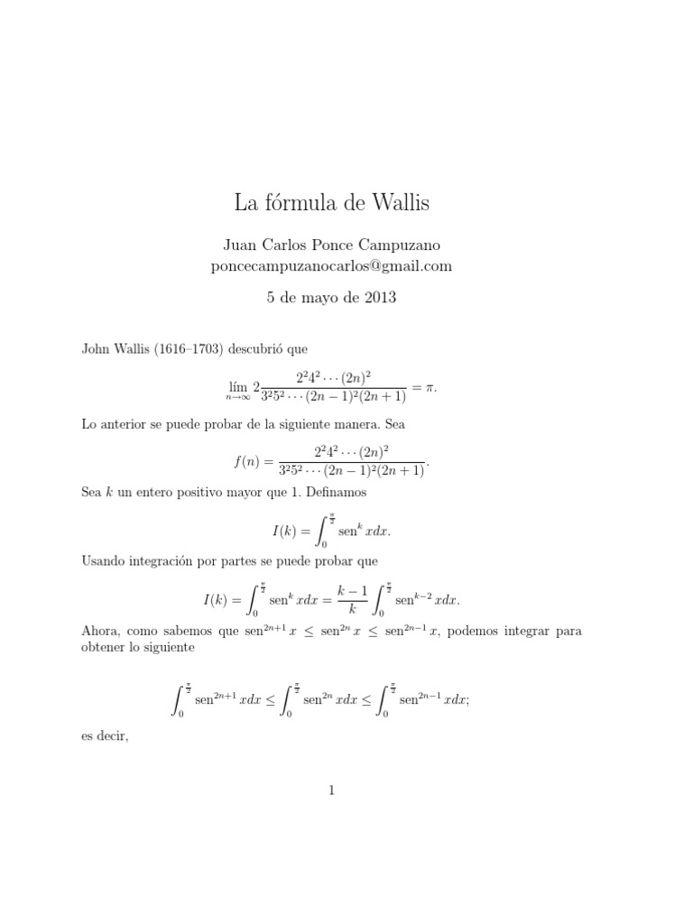 La Fórmula de Wallis | PDF