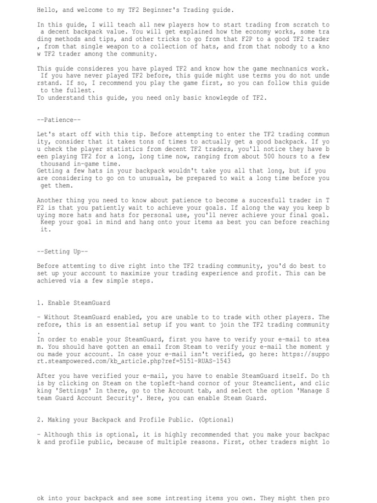 Maty's Beginner Guide To TF2 Trading | PDF | Scrap | Spamming