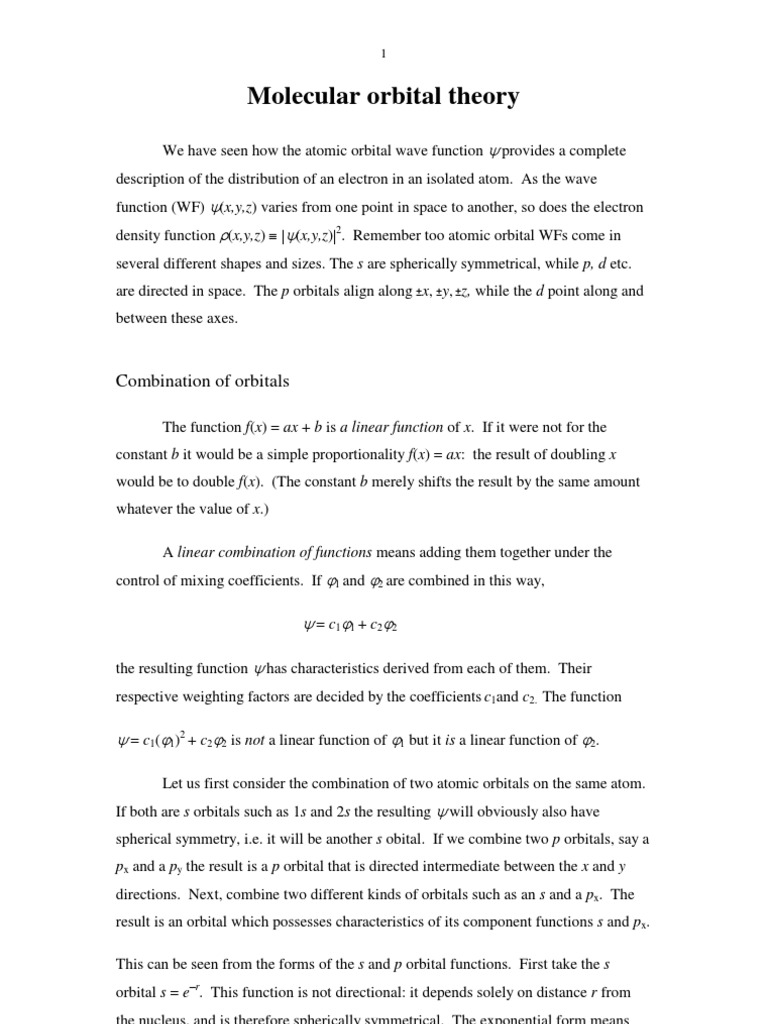 Molecular Orbital Theory (MOT) | PDF | Molecular Orbital | Wave Function