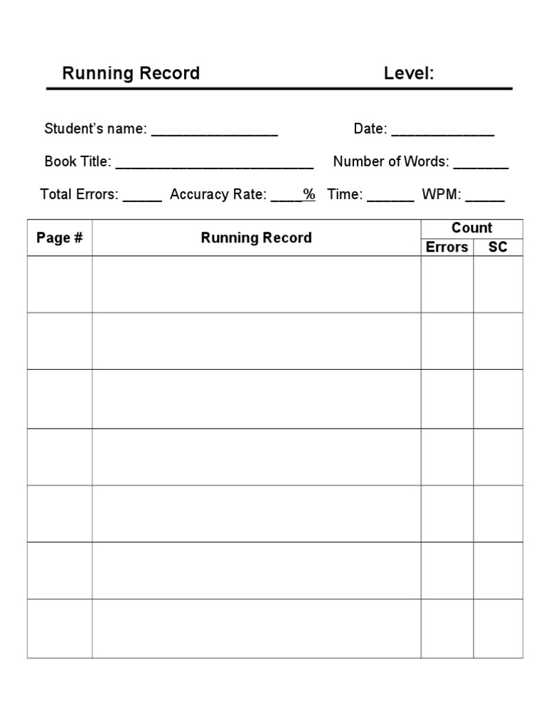 Running Records Monthly Checklist | PDF | Career & Growth | Computers