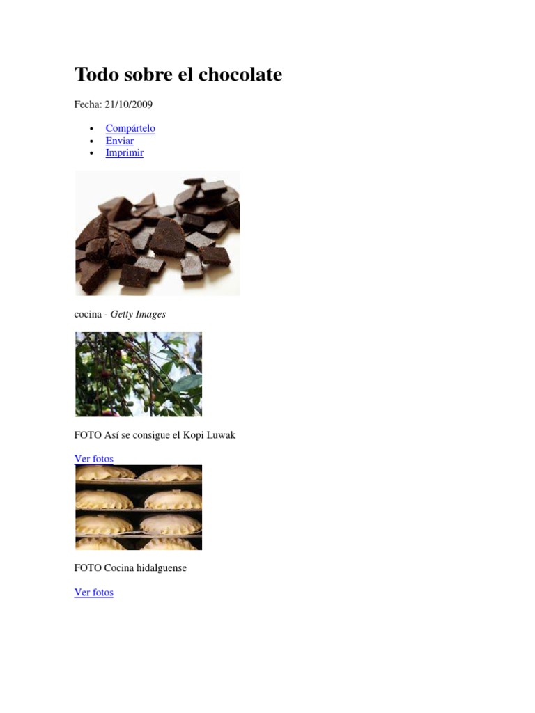 Todo Sobre El Chocolate | PDF | Sólidos de cacao | Chocolate