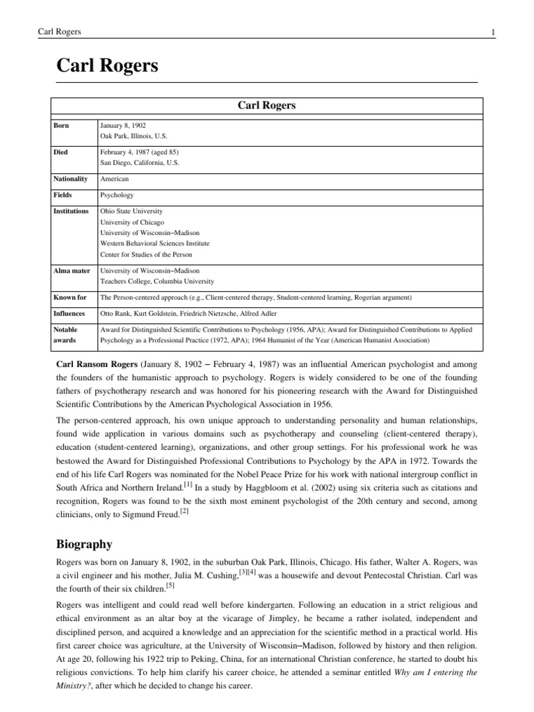 Carl Rogers | PDF | Psychotherapy | Action (Philosophy)