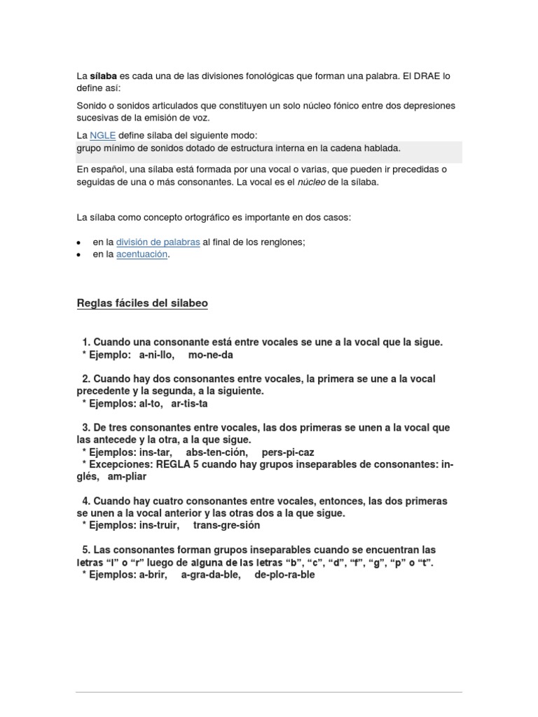 Reglas de Sílabeo, Acentuación y Tilde, Hiato, Diptongo y Hiato Por ...