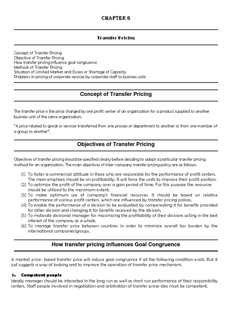 Chapter - 6 Transfer Pricing | PDF | Profit (Economics) | Profit ...
