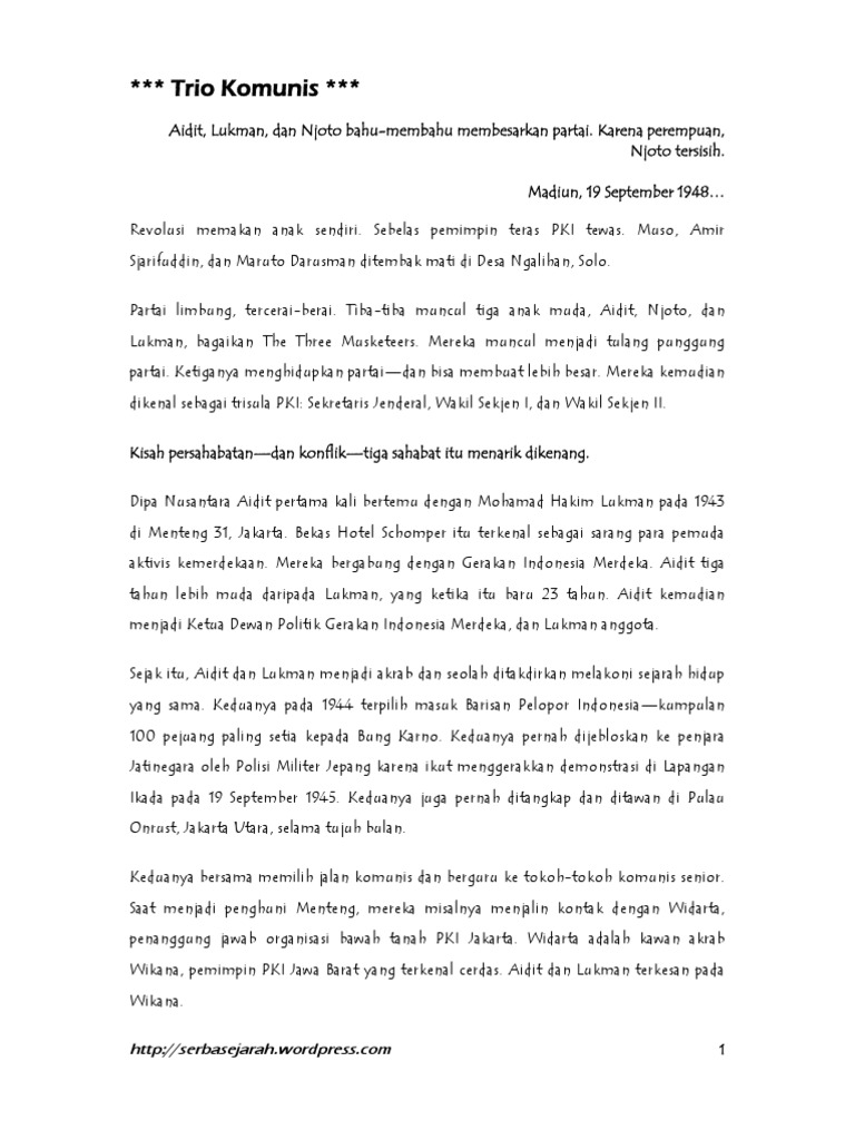 D N Aidit Biografi | PDF | Politik