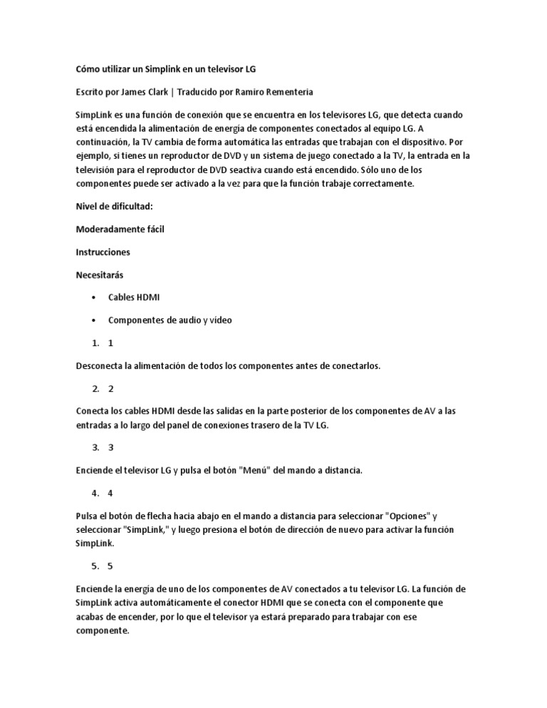 Cómo Utilizar Un Simplink en Un Televisor LG | PDF | Informática