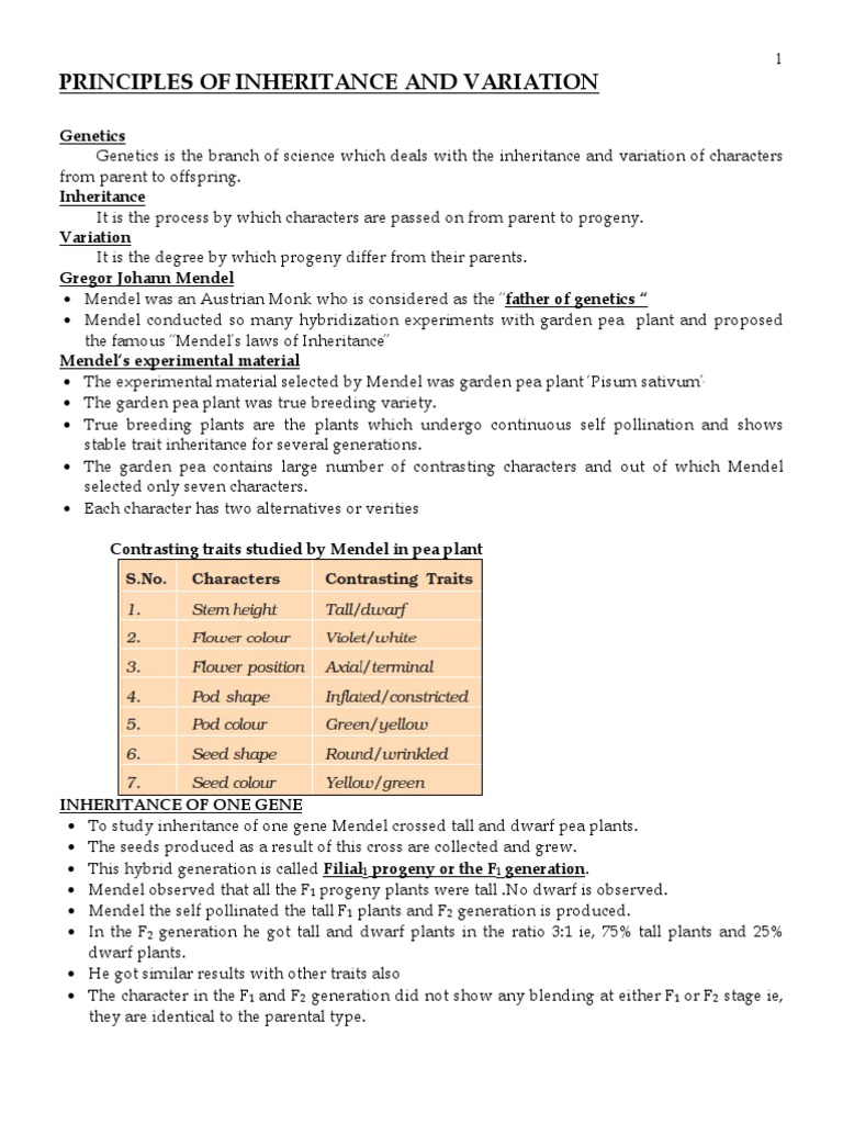 Principles of Inheritance and Variation | PDF | Dominance (Genetics) | Zygosity