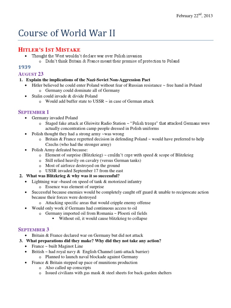 Course of World War II | PDF | Allies Of World War II | Nazi Germany