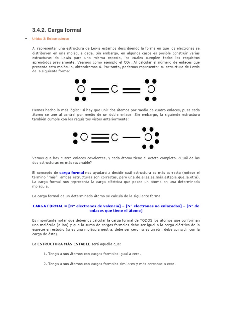 Carga Formal | PDF | Enlace químico | Moléculas