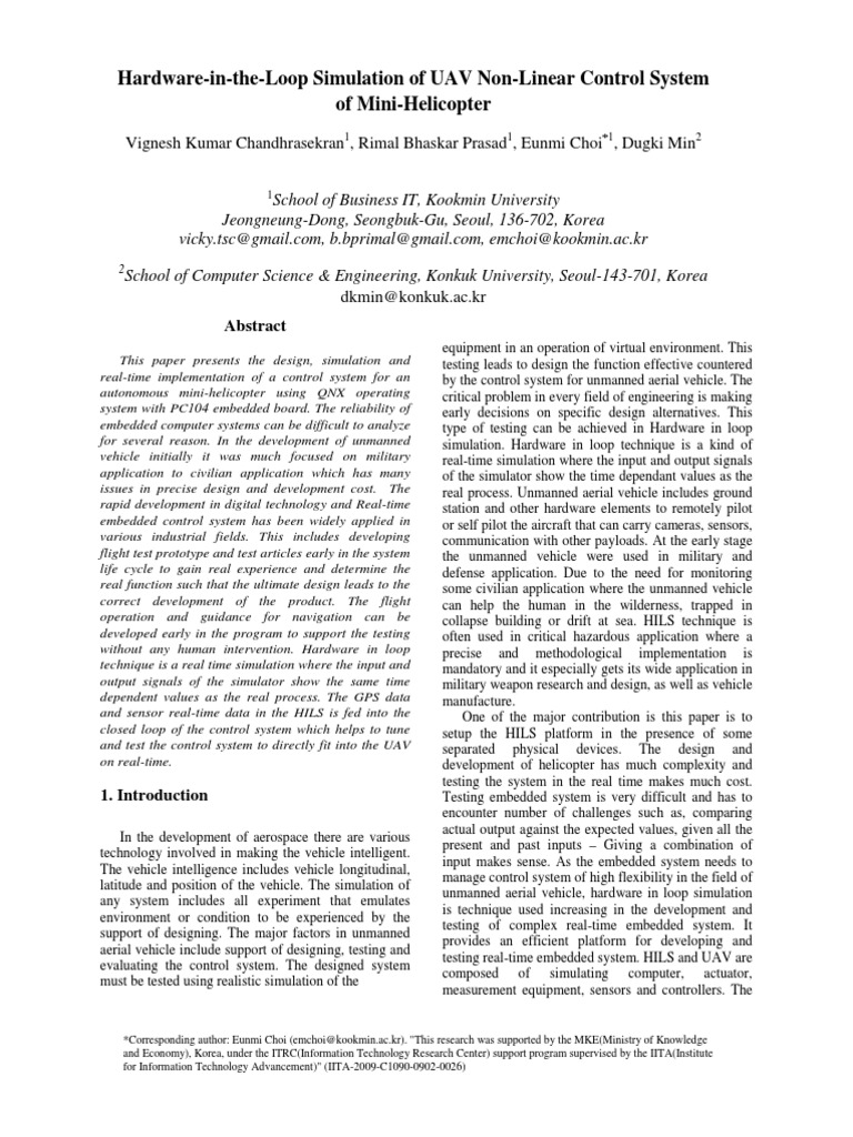 Hardware-In-The-Loop Simulation of UAV Non-Linear Control System of ... Hardware-In-The-Loop Simulation of UAV Non-Linear Control System of ...