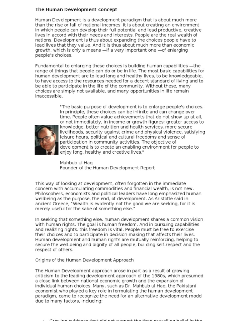 The Human Development Concept | Download Free PDF | Human Development ...