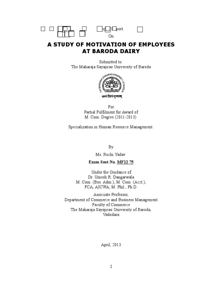Project Report | Download Free PDF | Motivation | Motivational