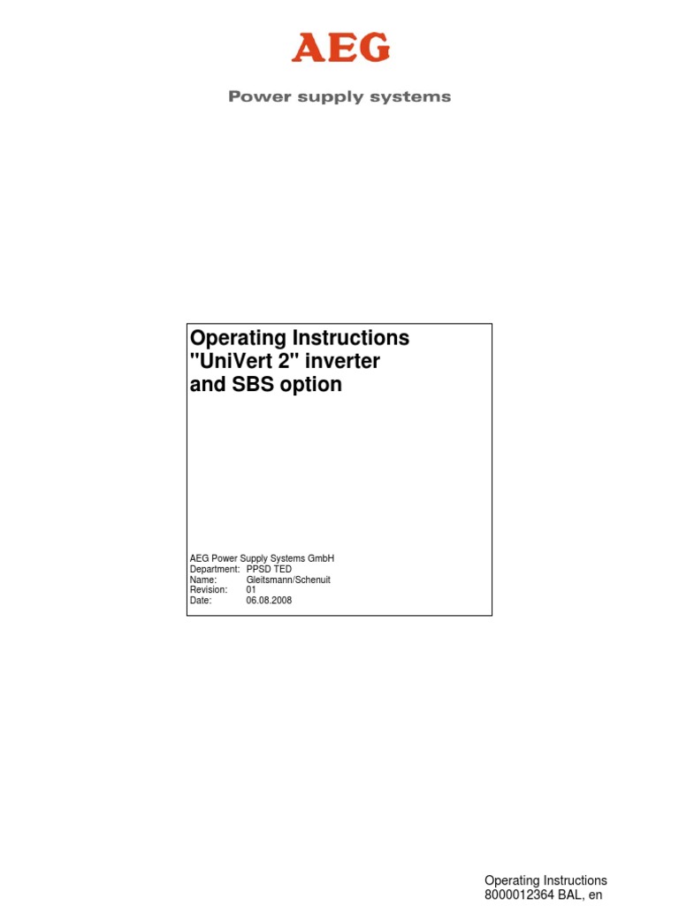 AEG Inverter 8000012364 01 Bal en | Download Free PDF | Mains ...