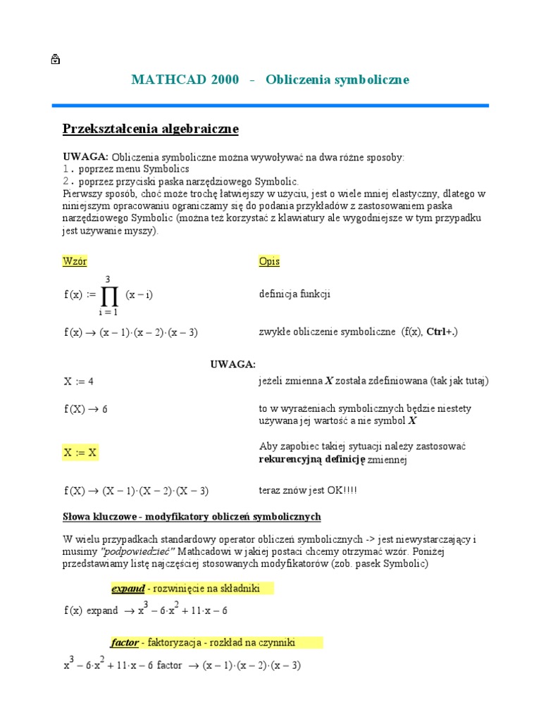 Mathcad Tutorial PL | PDF