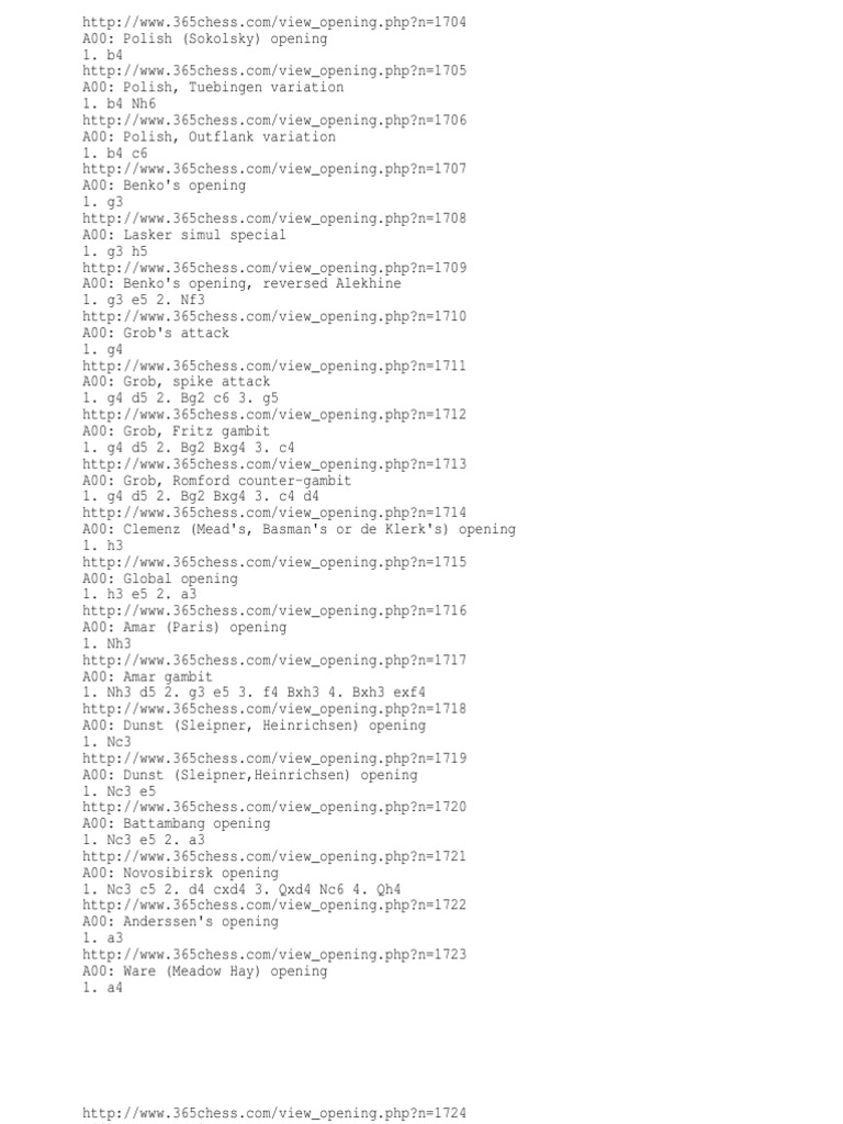 ECO Codes in PGN From | PDF | Chess Openings | Chess Theory