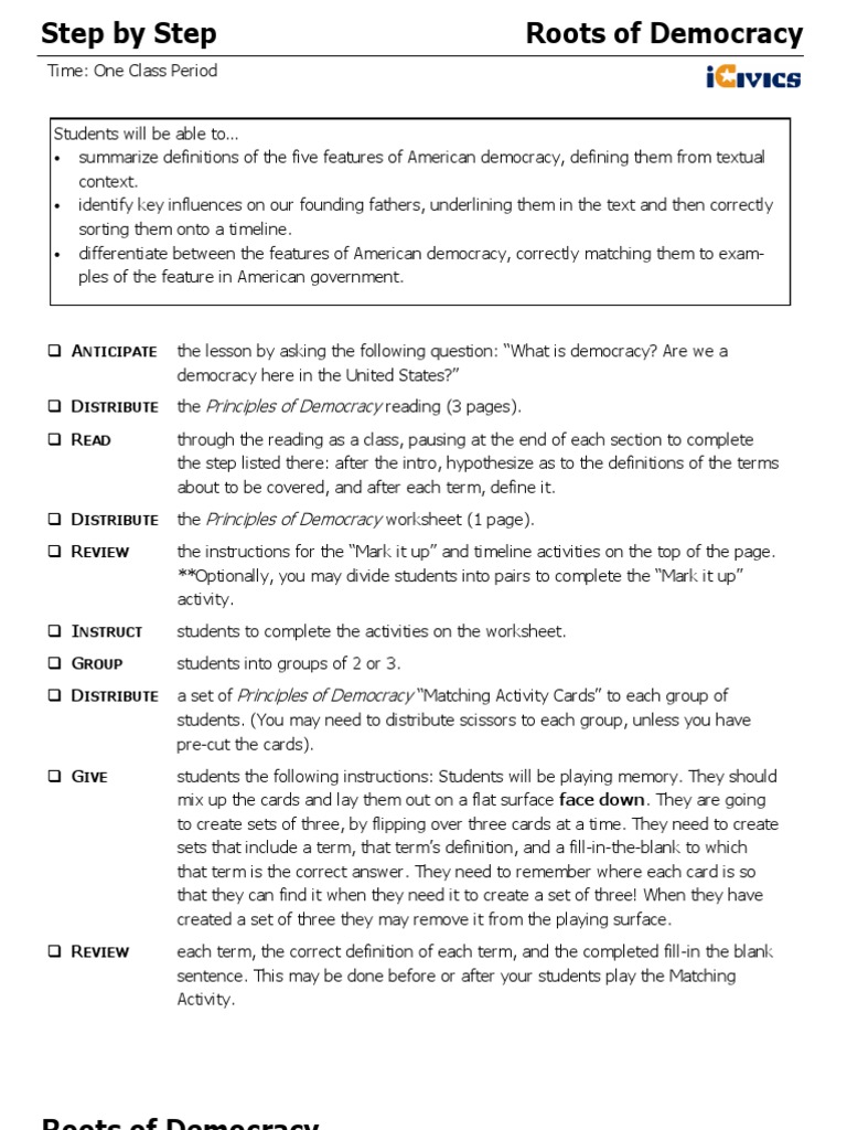 Roots of Democracy Complete-Lesson 2 Attchmnt | Separation Of Powers ...