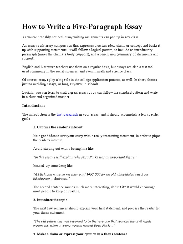 How To Write A Five | PDF | Rosa Parks | Essays