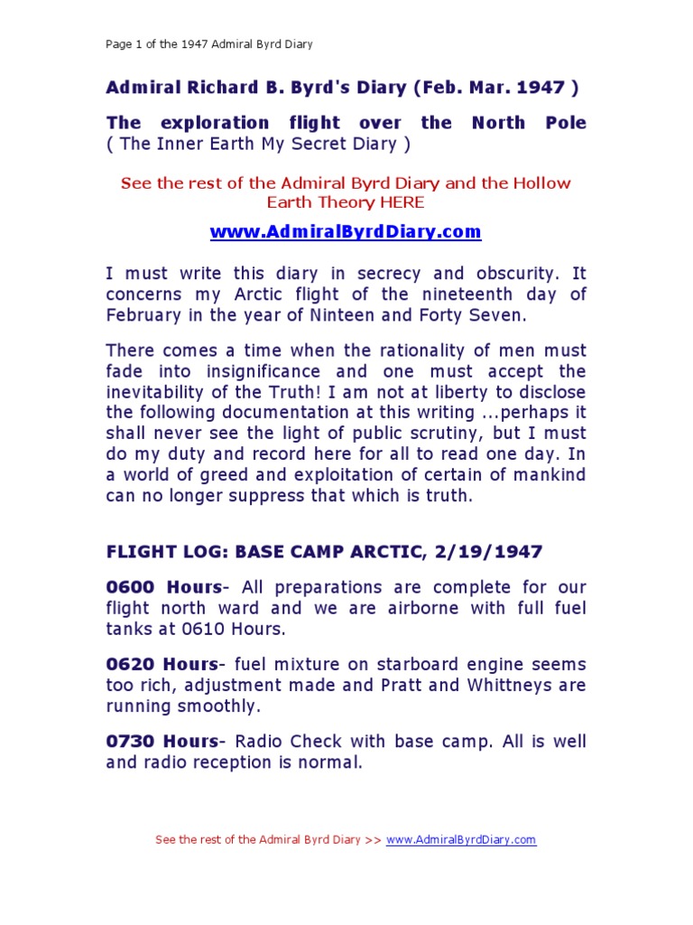 Admiral Richard E Byrd Diary | PDF | Compass | Gyroscope