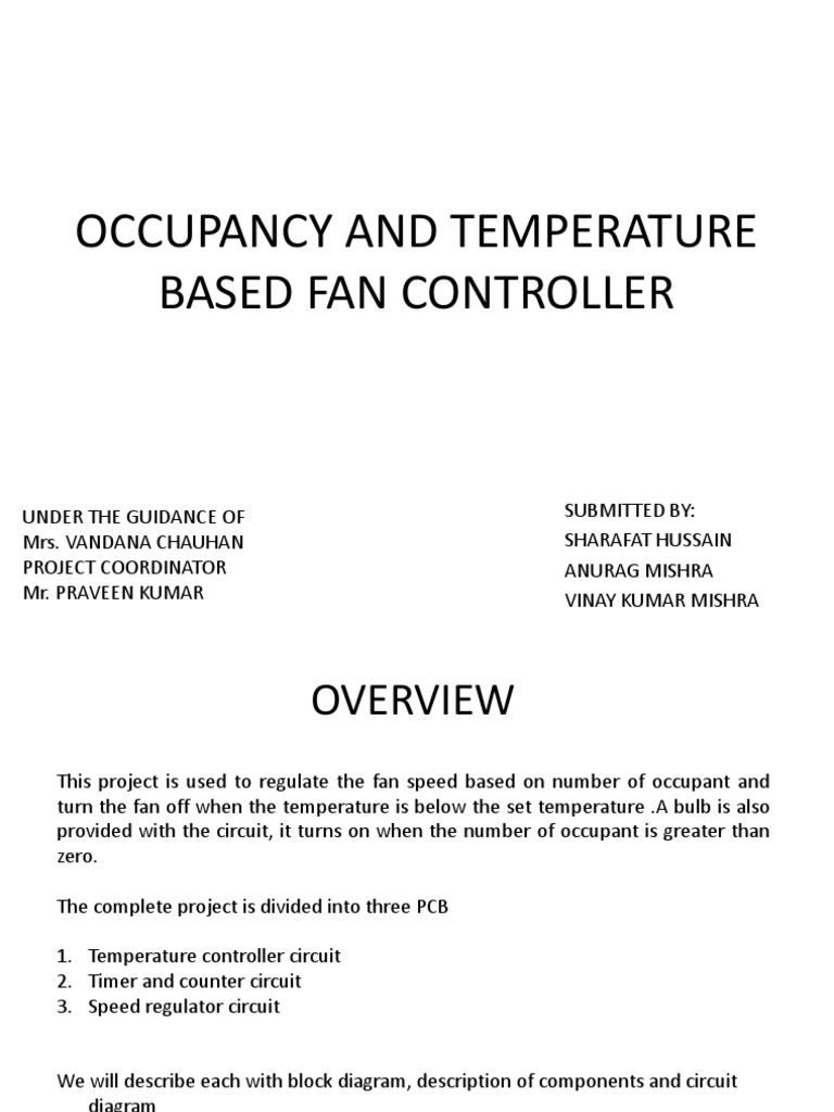 Occupancy Based Fan Speed Controller | PDF | Electronic Circuits ...