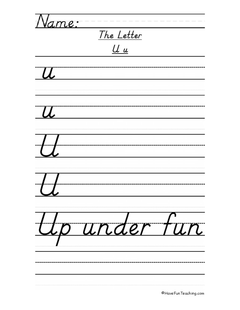 Letter U Dnealian Handwriting Practice | PDF