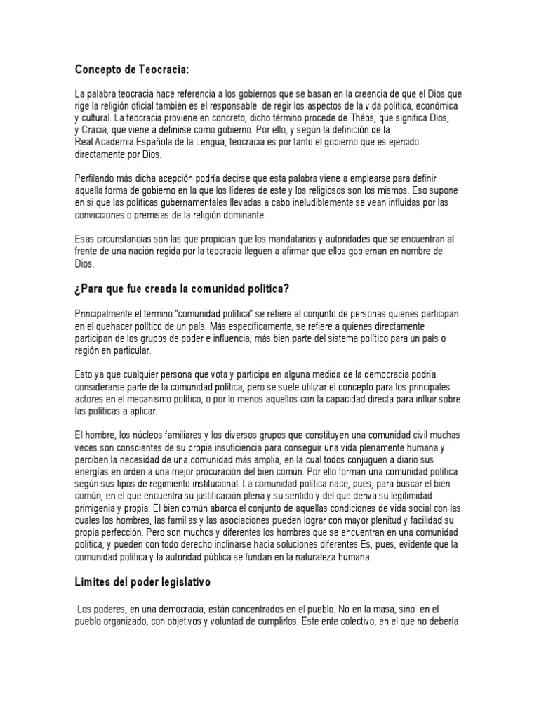 Concepto de Teocracia | PDF | Teocracia | Gobierno