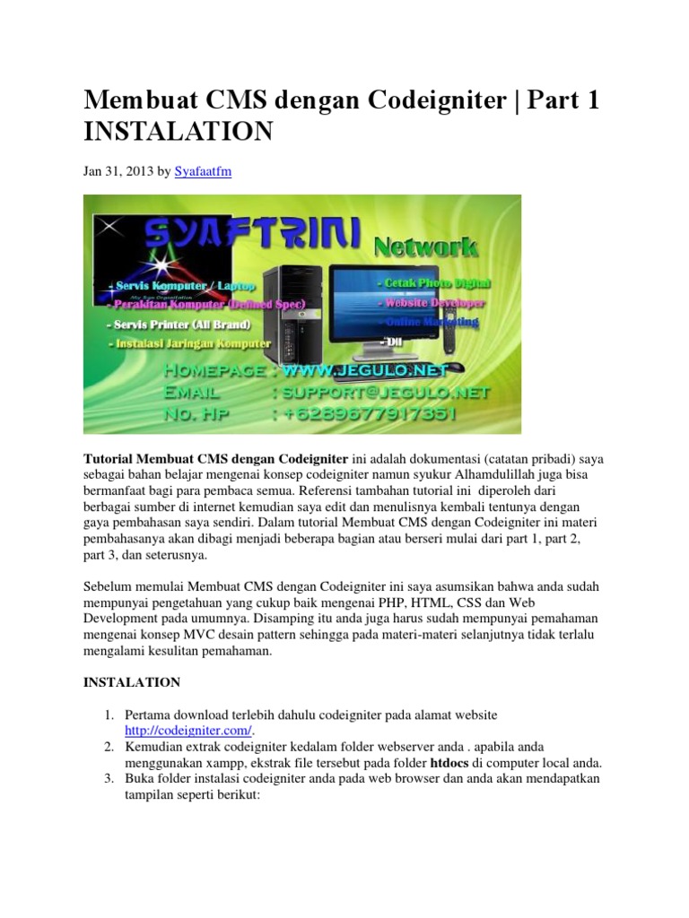 Membuat CMS Dengan Codeigniter | PDF