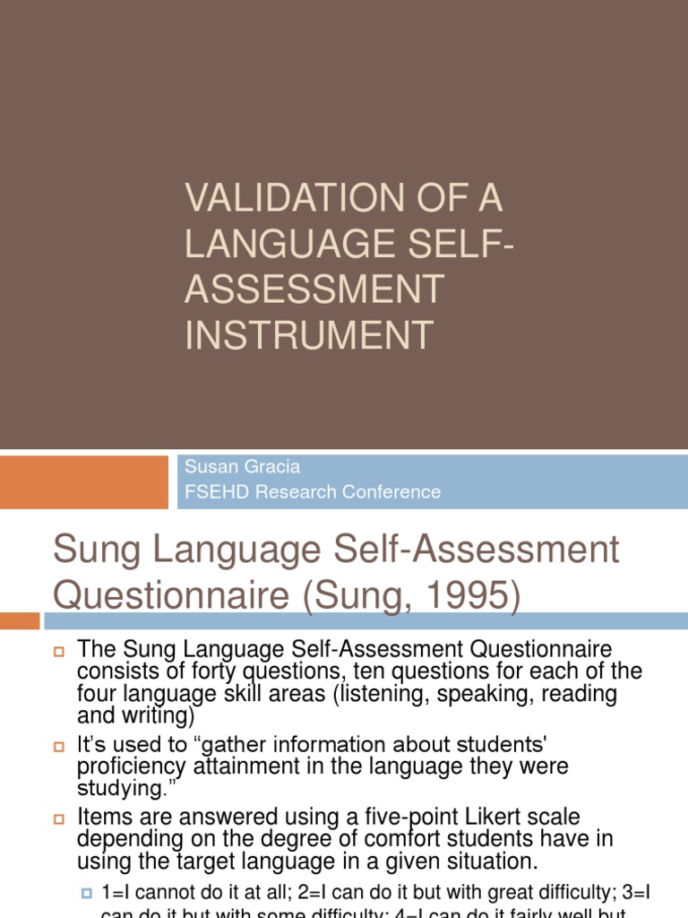 Validation of A Language Self-Assessment Instrument | PDF | Variance ...