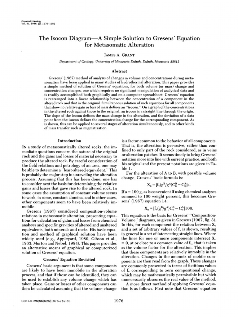 The Isocon Diagram - A Simple Solution To Gresens' Equation For ...