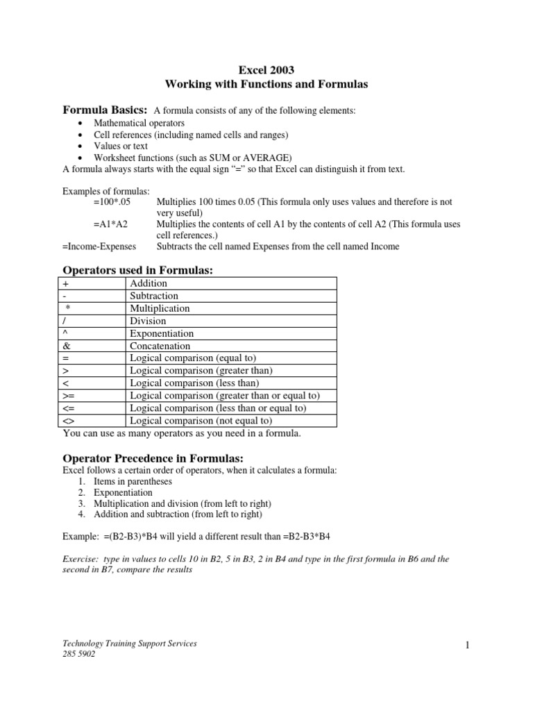 Excel - Functions & Formulas | PDF | Formula | Summation