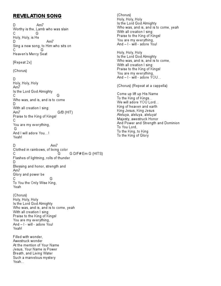 Revelation Song Lyrics and Chords | PDF | Religious Belief And Doctrine ...