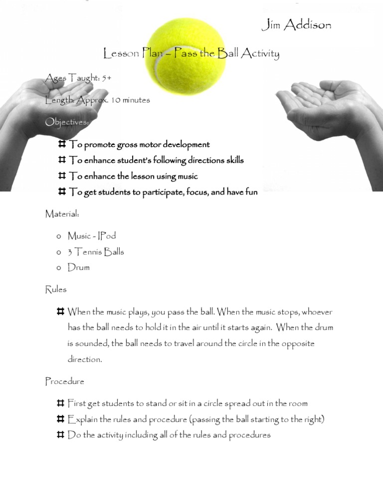 Pass the Ball Activity Lesson Plan | PDF