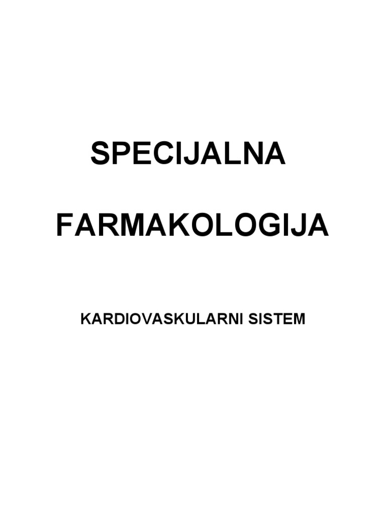 Specijalna Farmakologija - Skripta 2 (KVS) | PDF