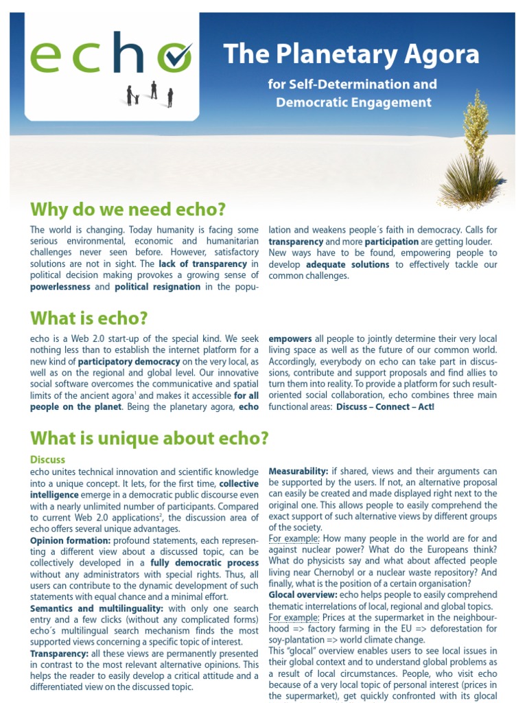 Echo Project Overview MyriadPro | PDF | Transparency (Behavior) | Democracy