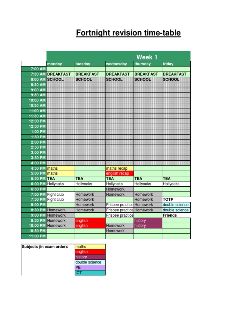 Revision Time Example | PDF | Leisure