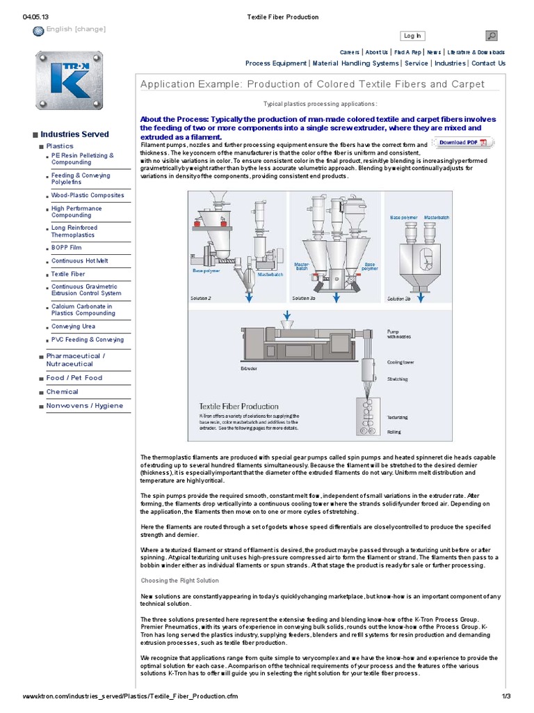 Textile Fiber Production | PDF | Extrusion | Fibers