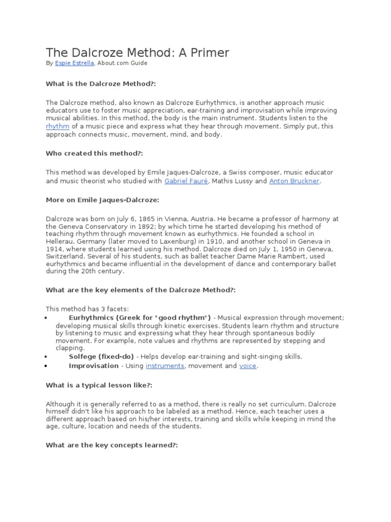 The Dalcroze Method | PDF | Music Education | Learning