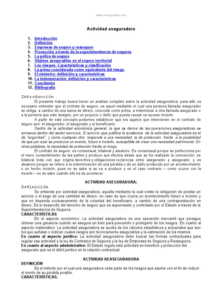 Análisis completo de la actividad aseguradora | PDF | Póliza de seguros | Reaseguro
