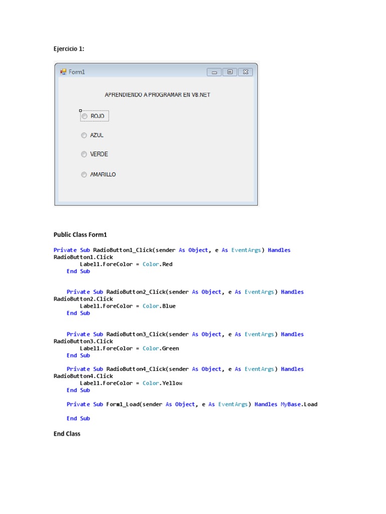 VB.NET Color and Calculation Examples | PDF