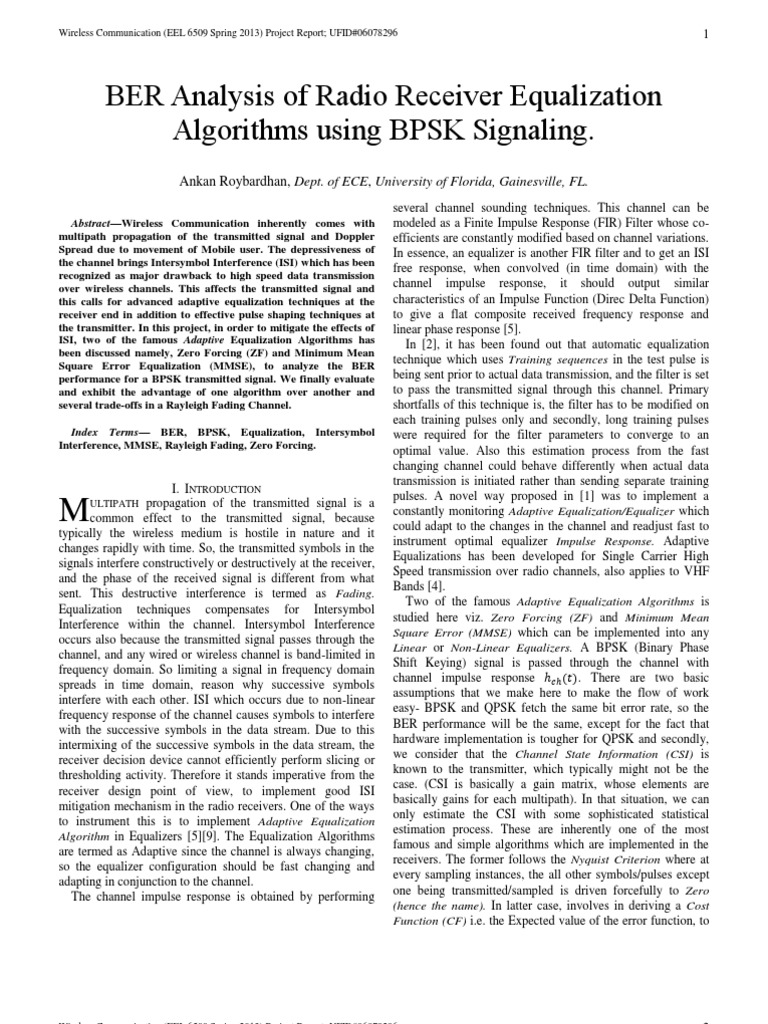 Adaptive Equalization Algorithms | PDF | Filter (Signal Processing ... Adaptive Equalization Algorithms | PDF | Filter (Signal Processing ...
