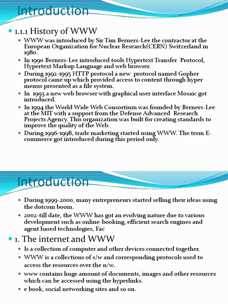 Chapter - 1 - Introduction To WWW | PDF | Hypertext Transfer Protocol ...