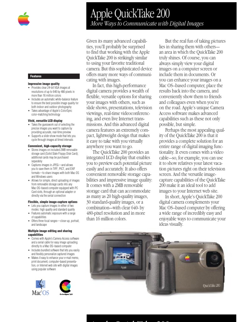Apple QuickTake 200 | PDF | Computers