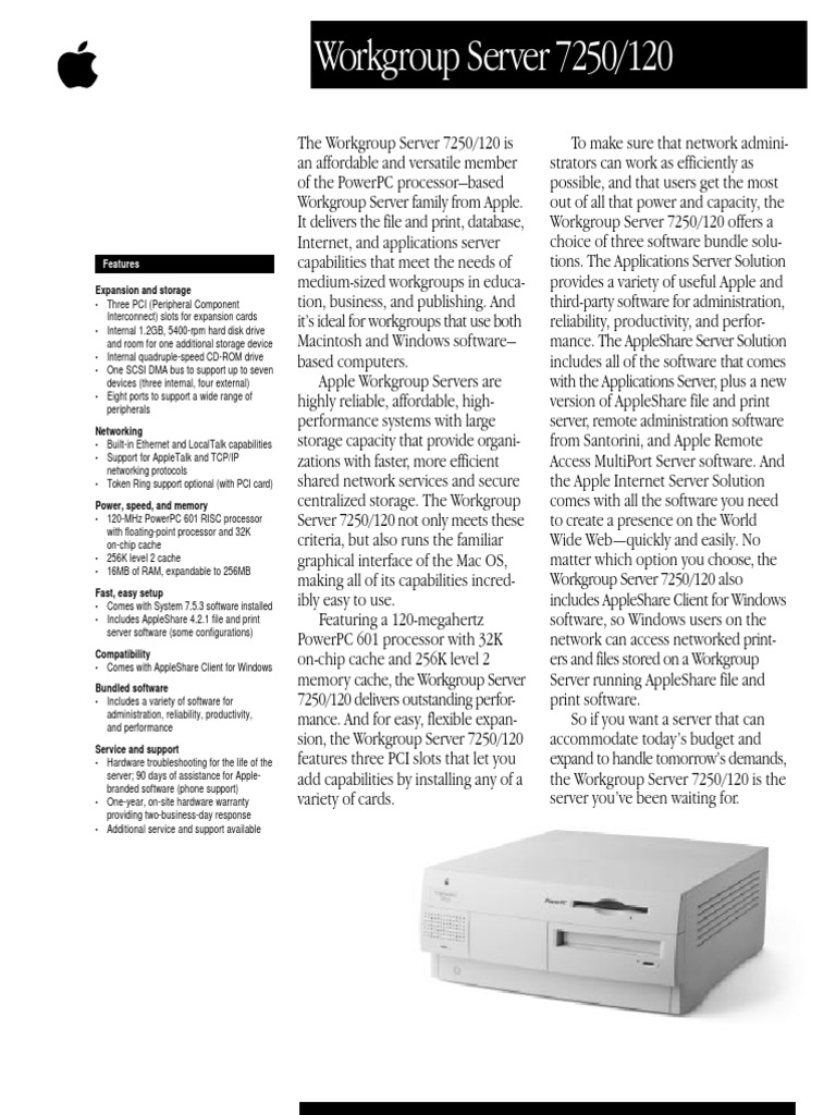 Workgroup Server 7250/120 | PDF | Macintosh | Server (Computing)